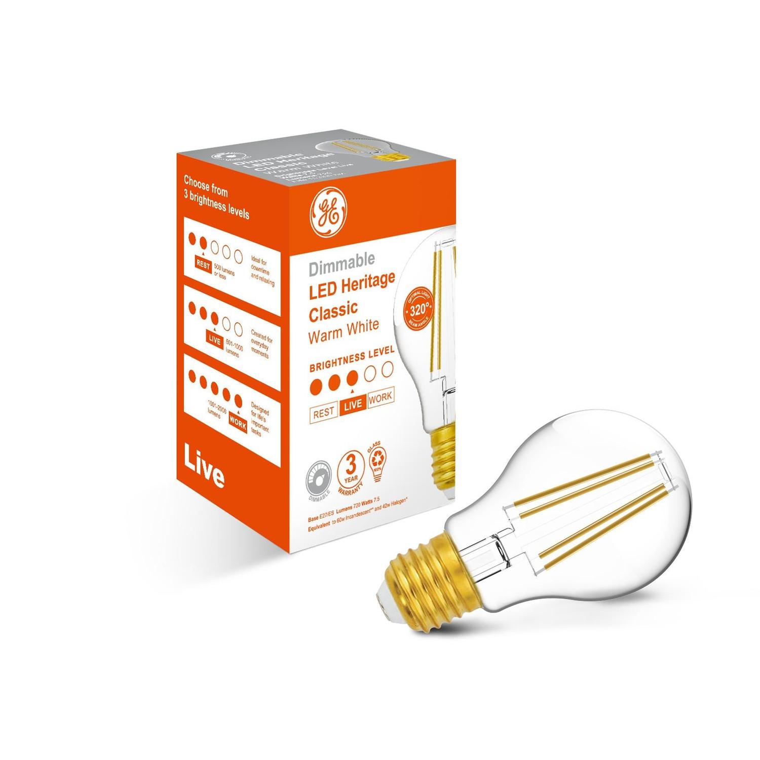 GE Lighting LED Dimmable Classic GLS Filament - LED | Mitre 10™