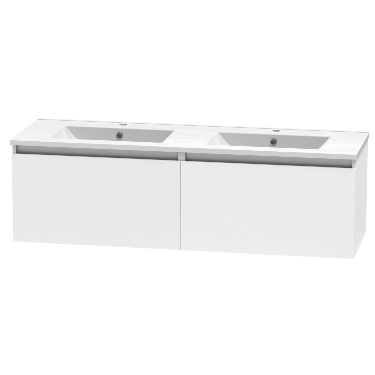 Clearlite Single Drawer Double Bowl Wall Hung Vanity - Vanities | Mitre 10™