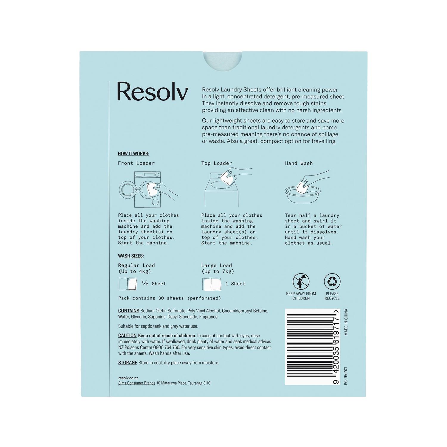 Resolv Laundry Sheets - Laundry | Mitre 10™